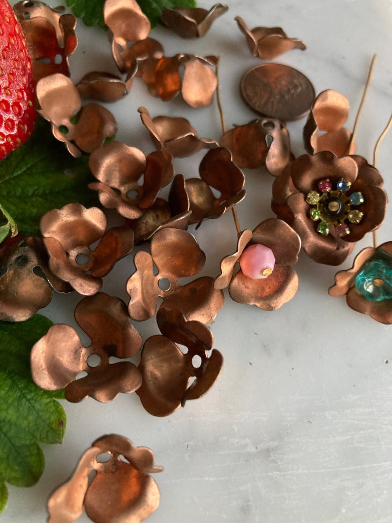 20 Vintage Copper Cup Shaped Metal Flower - Etsy