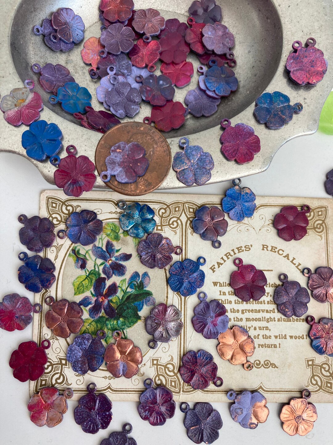 14 Violet Pansy Flowers Connectors, Shabby Chic - Etsy