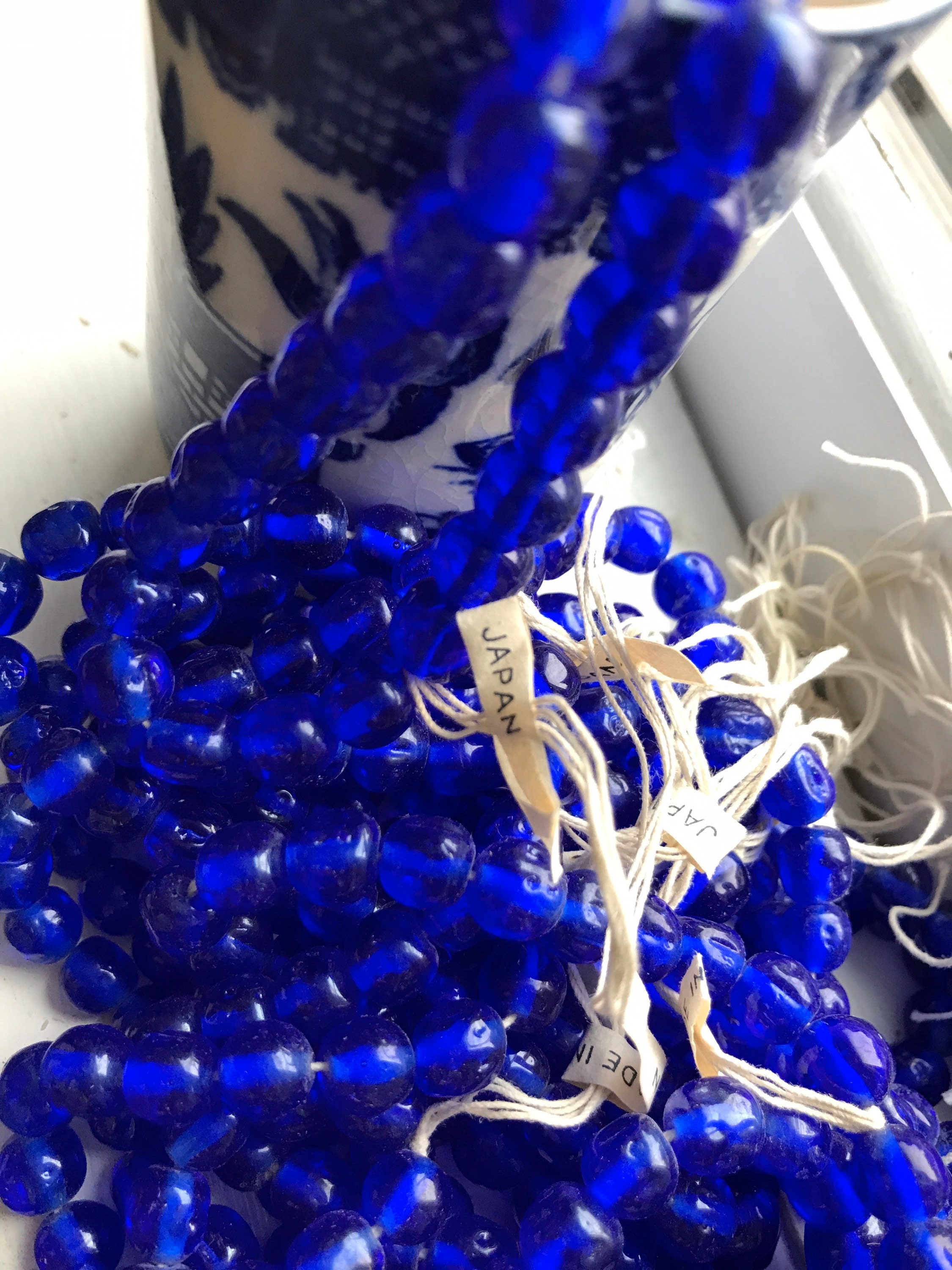 50 Vintage Japanese Cobalt Blue Glass Beads - Etsy