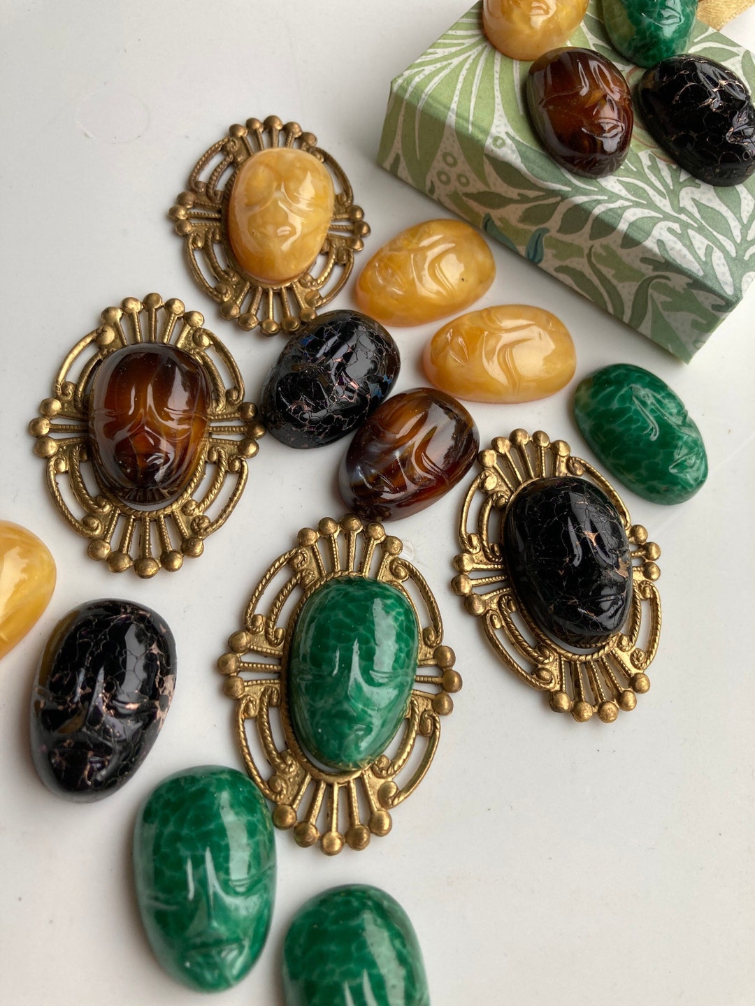 Rare Vintage Ethnic Tribal Glass Face Cabochon - Etsy