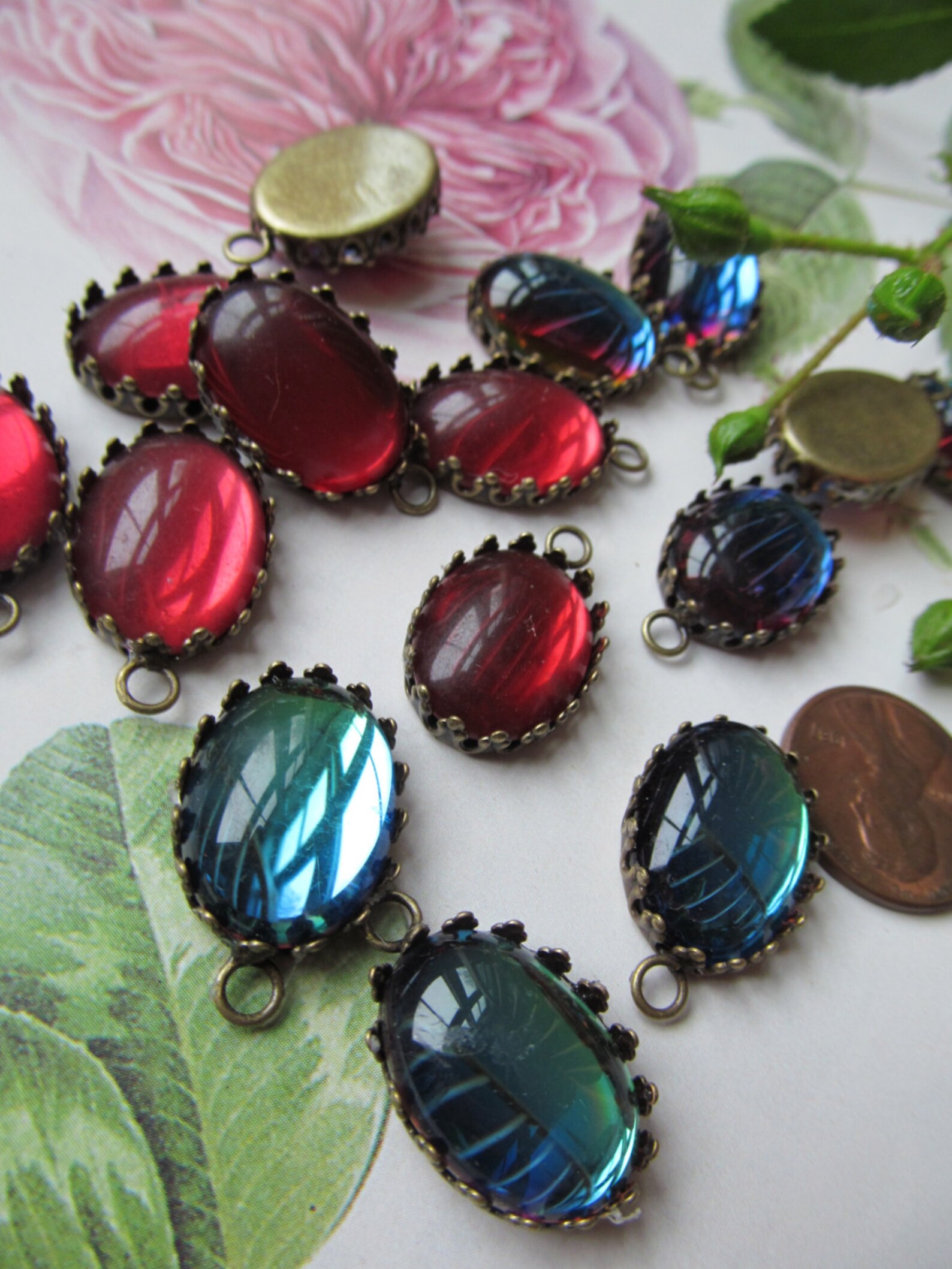 Juicy Vintage Cabochons in Setting With Hoops - Etsy