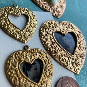 Vintage Heart Brass Frame Finding in Two Sizes, 3 Larger 45mm or 4 ...