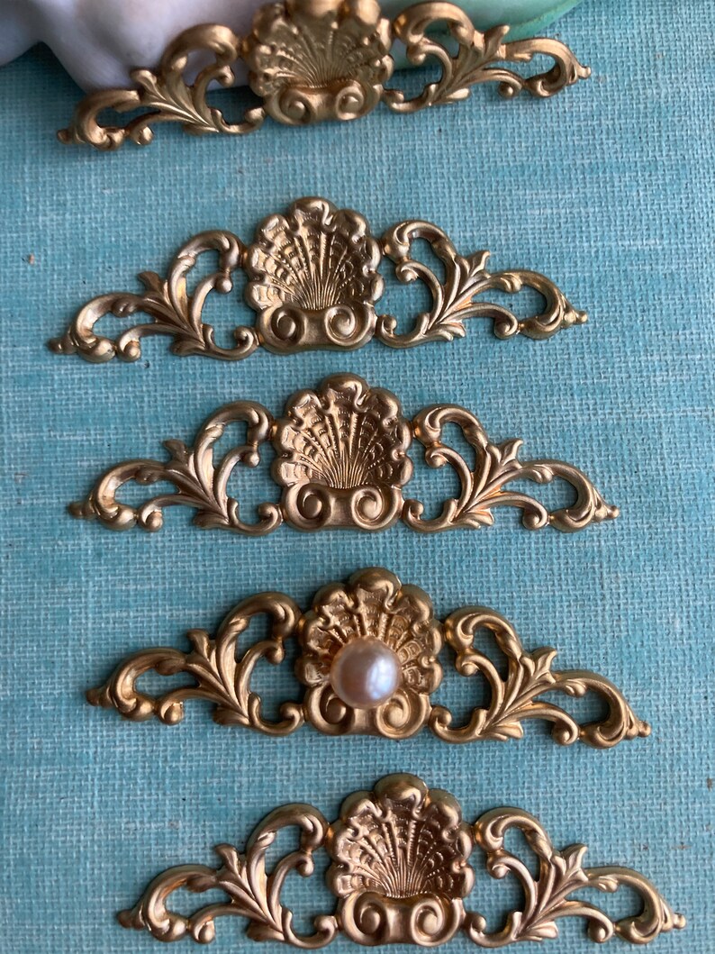 4 Vintage Brass Shell rococo Findings 2 1/4 Inch - Etsy