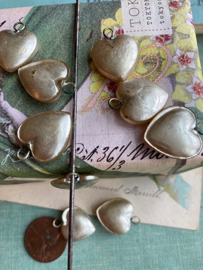 4 Vintage Glass Shabby Chic Hearts, 20x15mm - Etsy