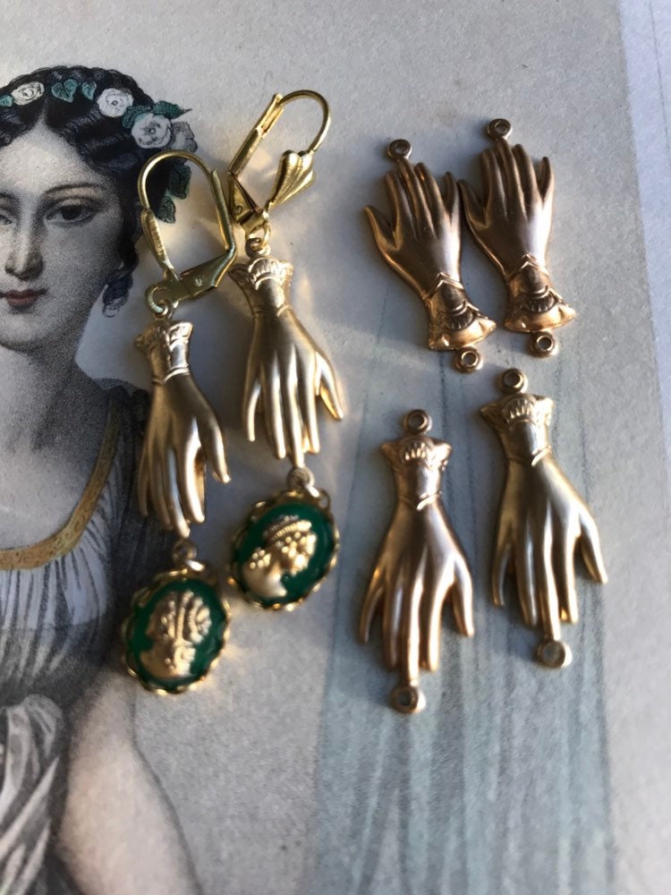 6 Victorian Style Brass Hand Connectors - Etsy