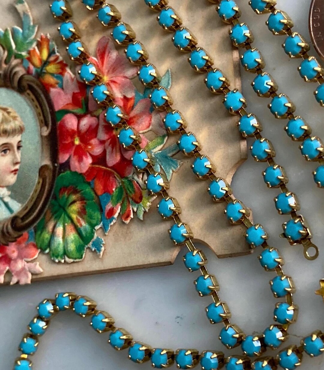 4mm Robins Egg Turquoise Rhinestone Chain, 18 Inches - Etsy