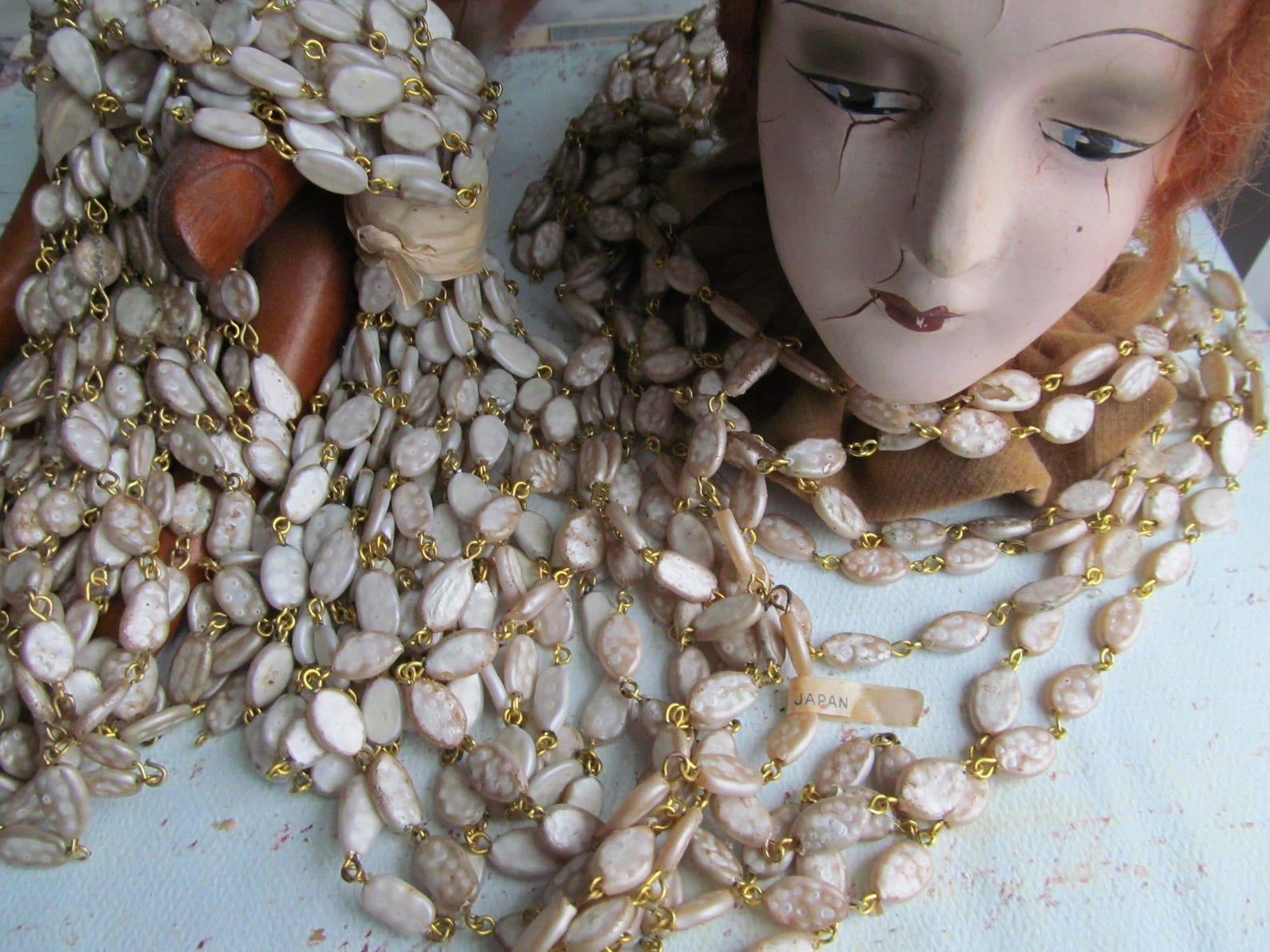 Vintage Japanese Glass Pearl Chain 1 Yard Bumpy Pancake Oval | Etsy