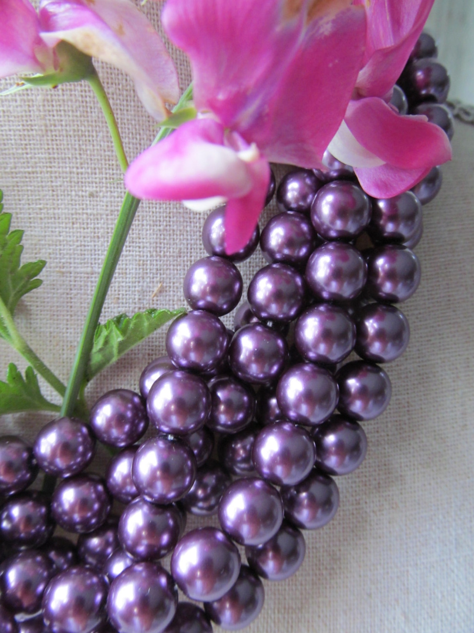 Vintage Plum Purple Glass Pearl | Etsy