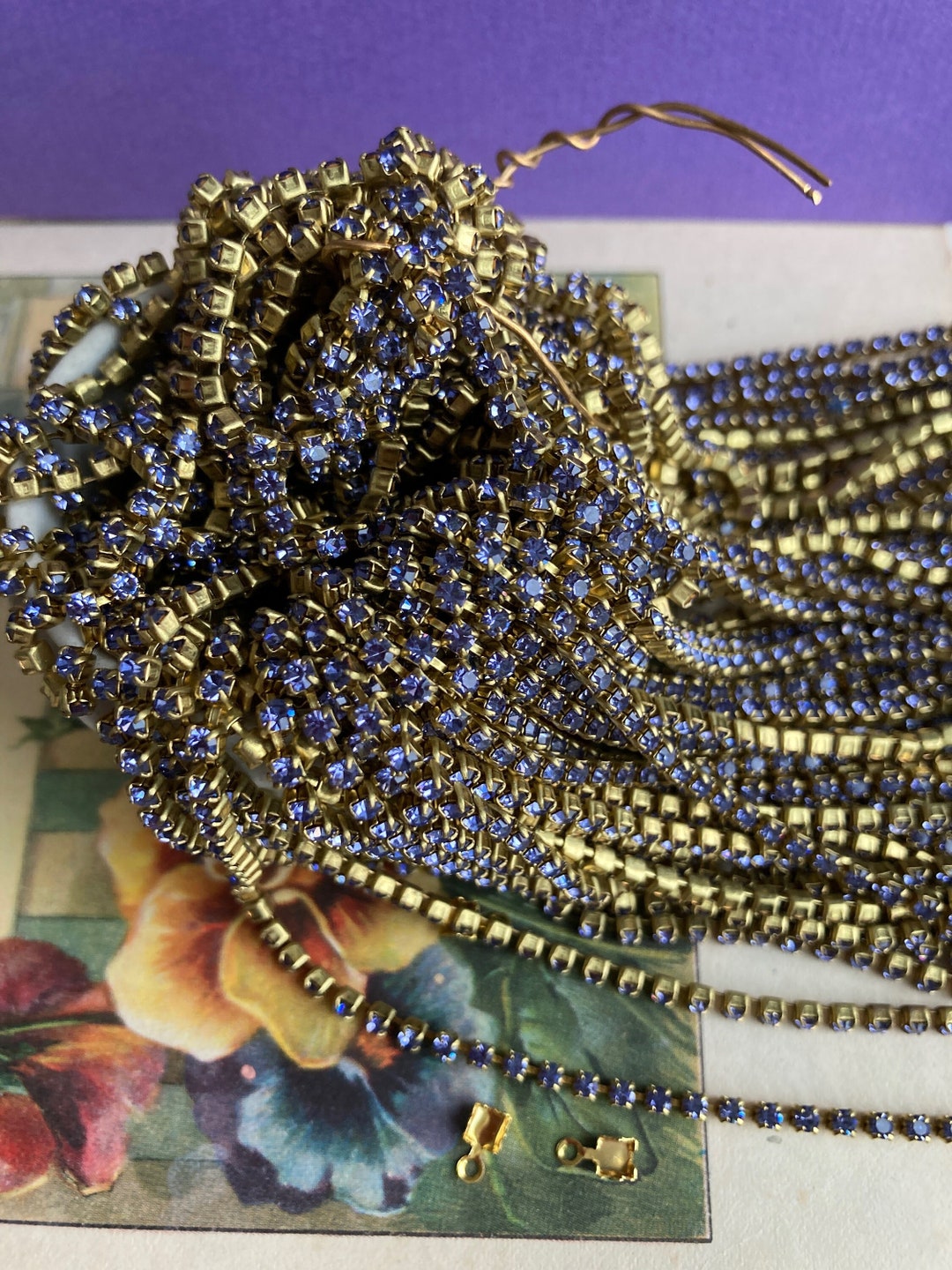 Vintage Tanzanite 3mm Rhinestone Chain 18 Inches - Etsy