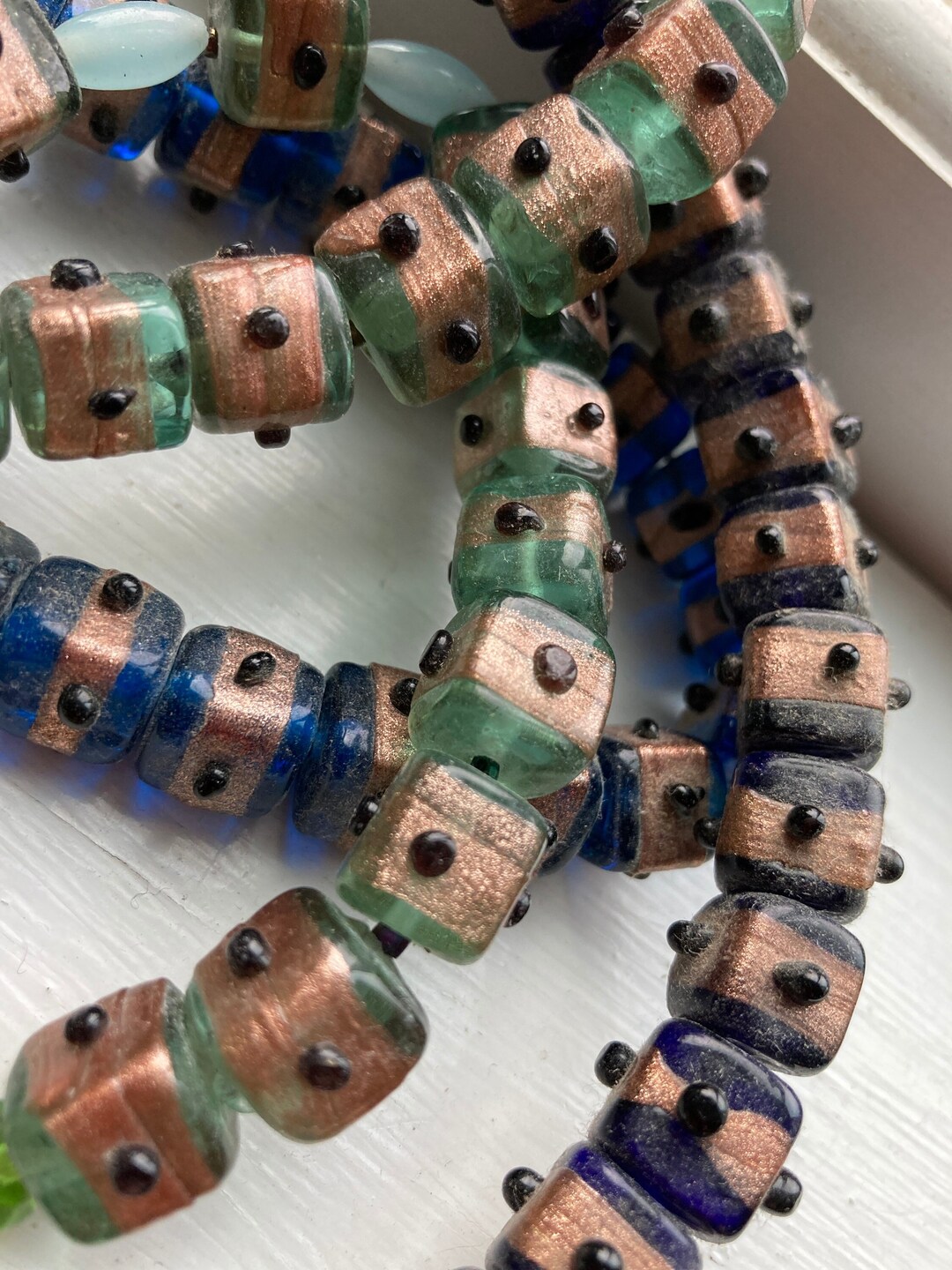 6 Vintage Square "ali Baba" Dotted Gold Foil 10mm Glass Beads - Etsy