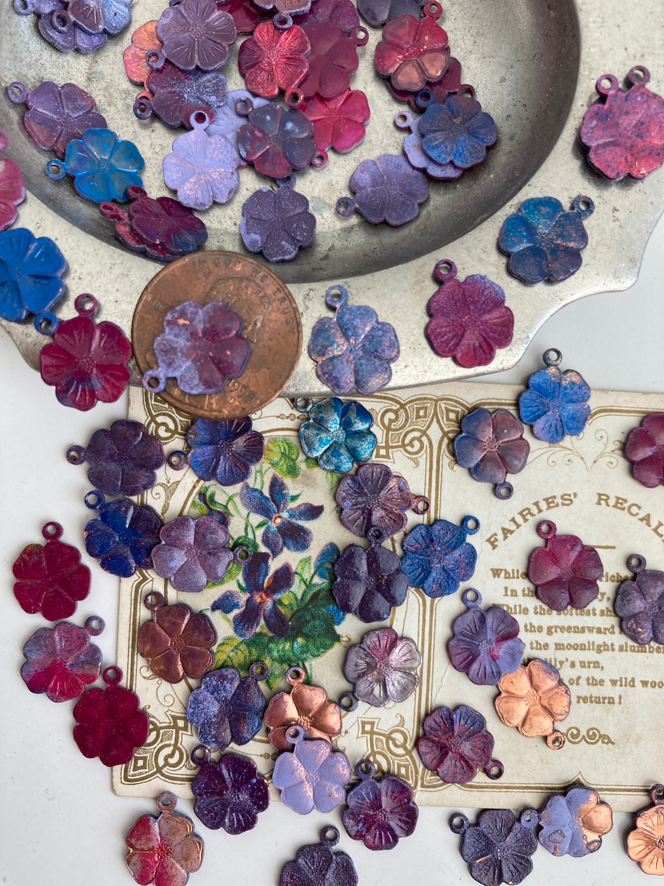 14 Violet Pansy Flowers Connectors Shabby Chic | Etsy