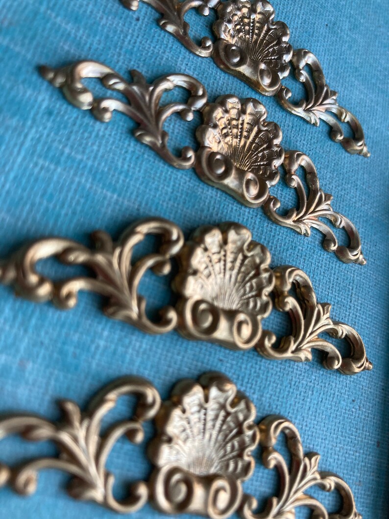 4 Vintage Brass Shell rococo Findings 2 1/4 Inch - Etsy