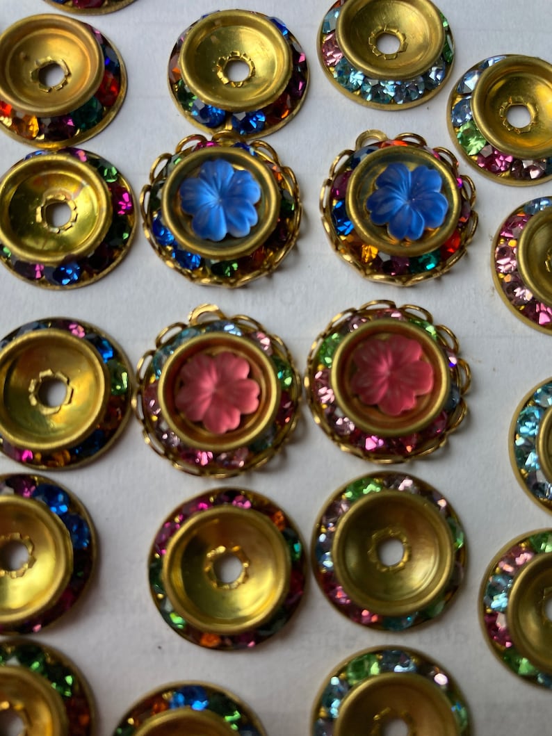 6 Swarovski Rhinestone Settings, "shrag Rondelle "light Multi or Dark ...
