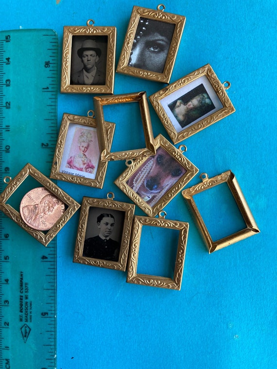2 Vintage 1 Inch Small Size Brass Frames With Hoops Miniature | Etsy