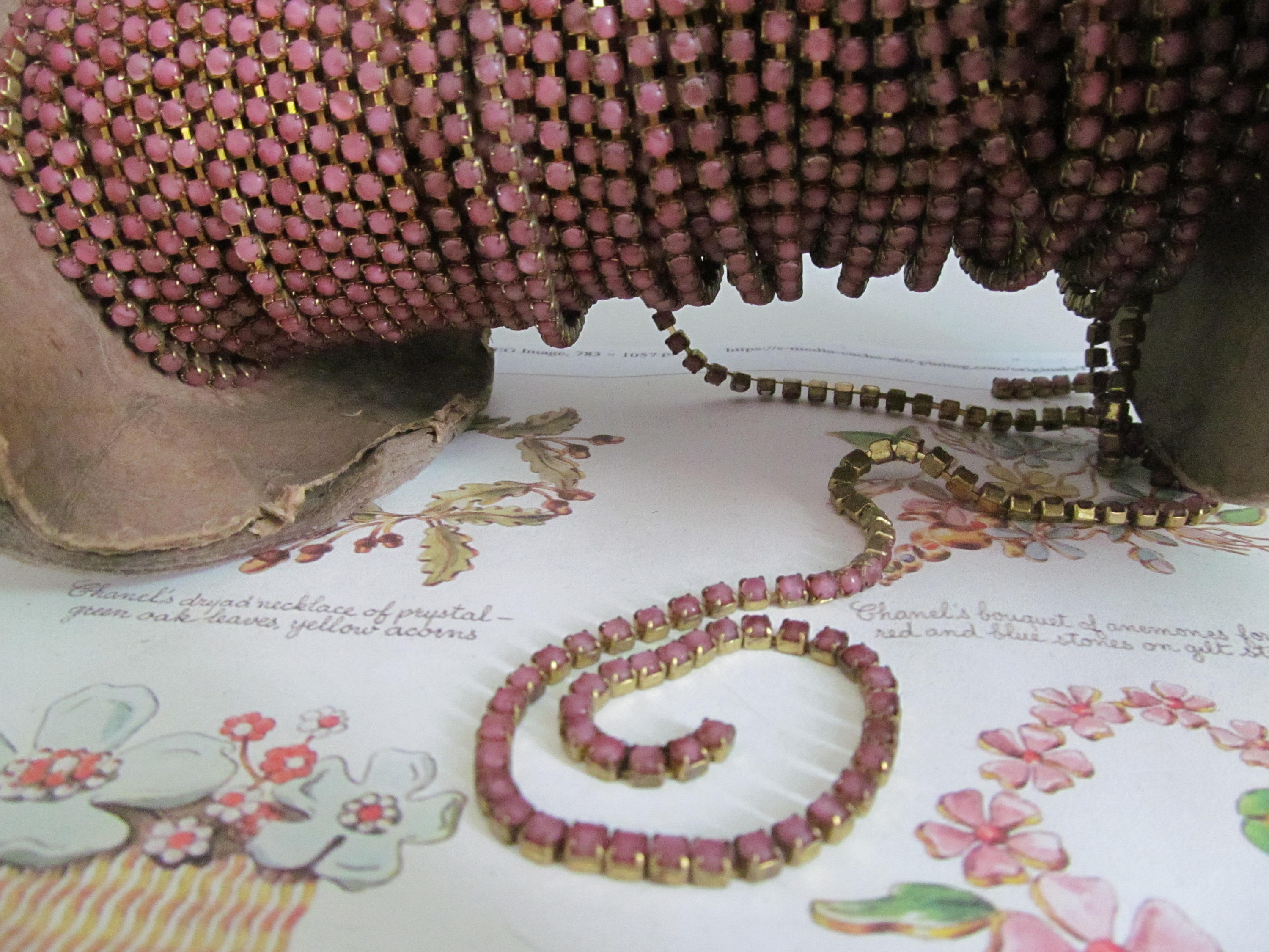 Very Old Opal Pink Opaque Round Top Rhinestone Chain, 18 Inches - Etsy