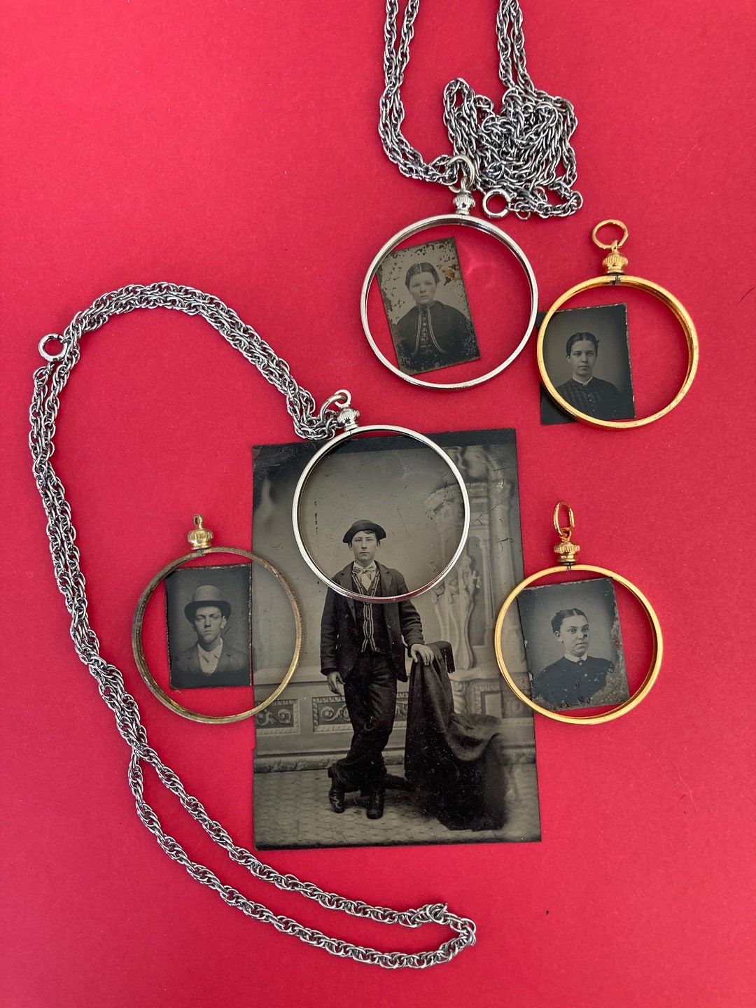 3 Vintage Screw Coin Bezel Settings , Gold With Top Ring, 30mm Patina ...