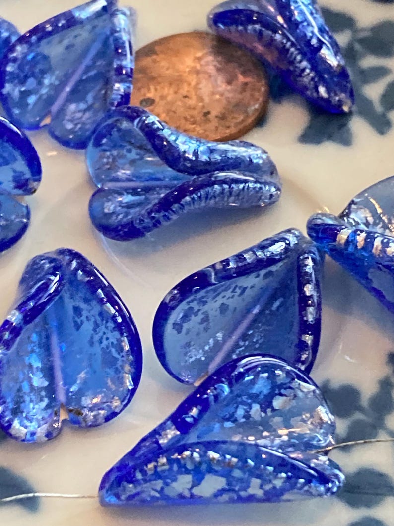 4 Antique Italian Venetian Glass Bead, Lily Shape, 1 Inch-25mm Long ...
