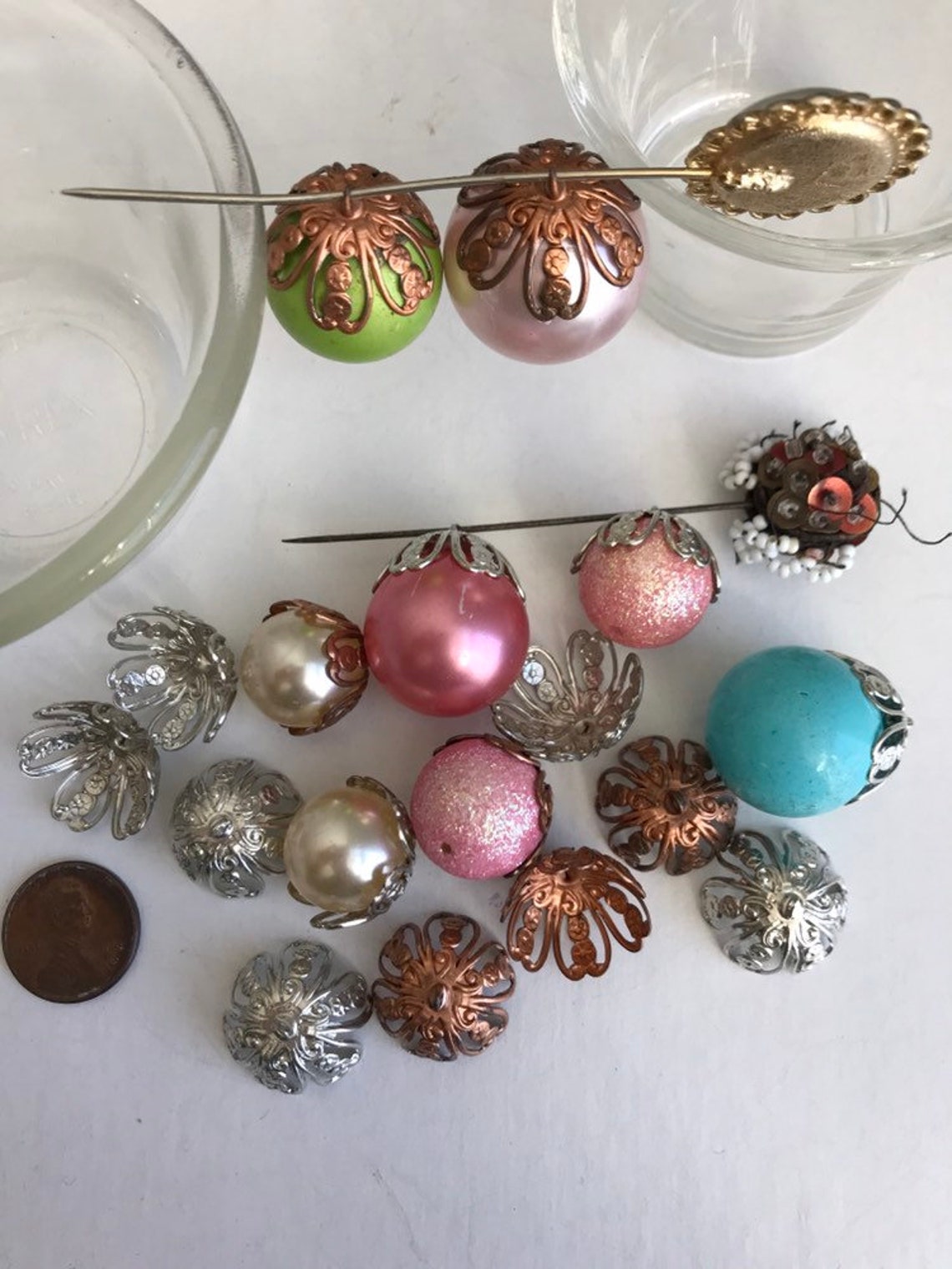 20 Vintage Hooped Bead Caps LARGE SIZE in Silver and Gold - Etsy