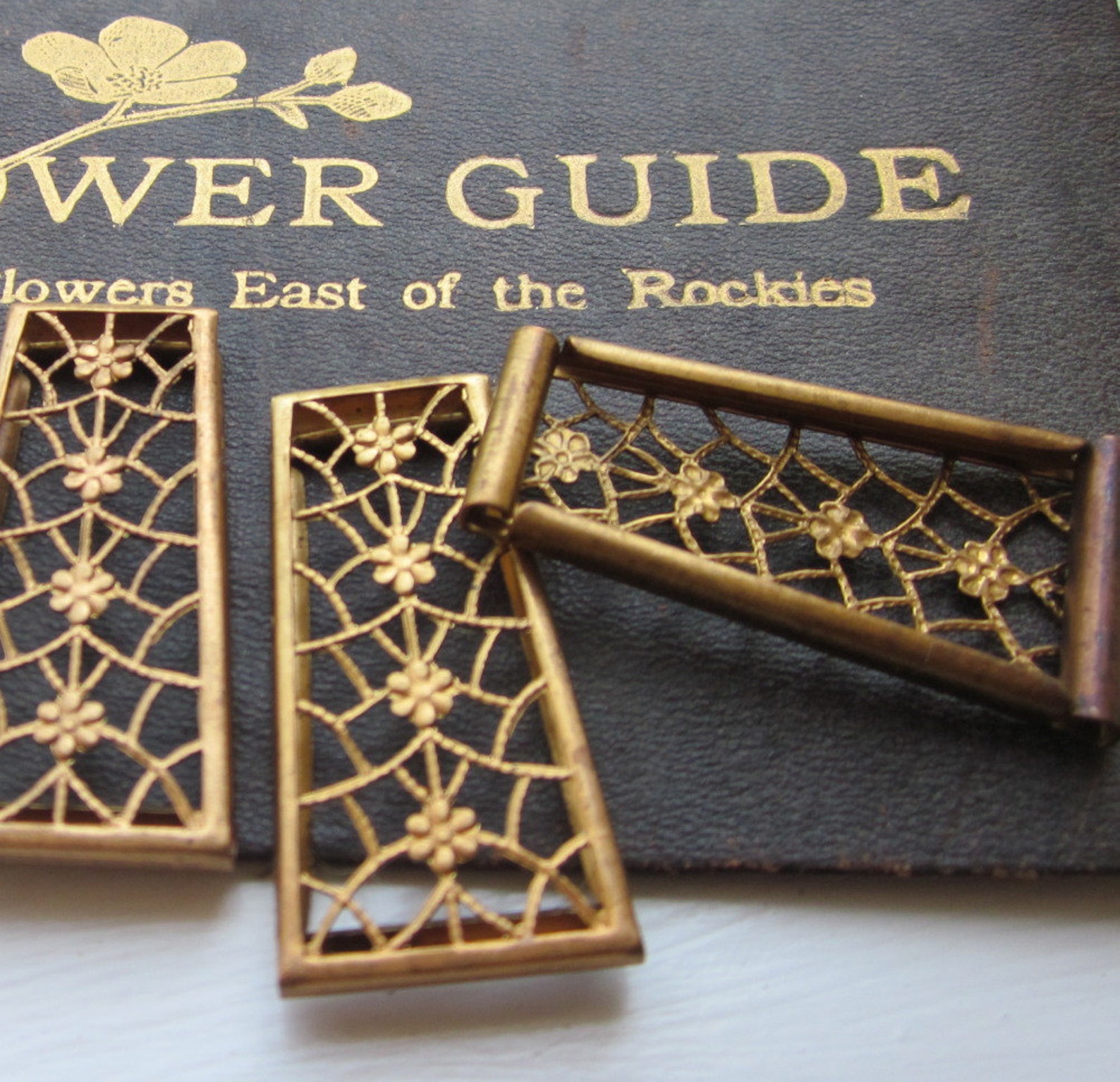 2 Vintage Floral Trellis Design Cut Metal Finding - Etsy