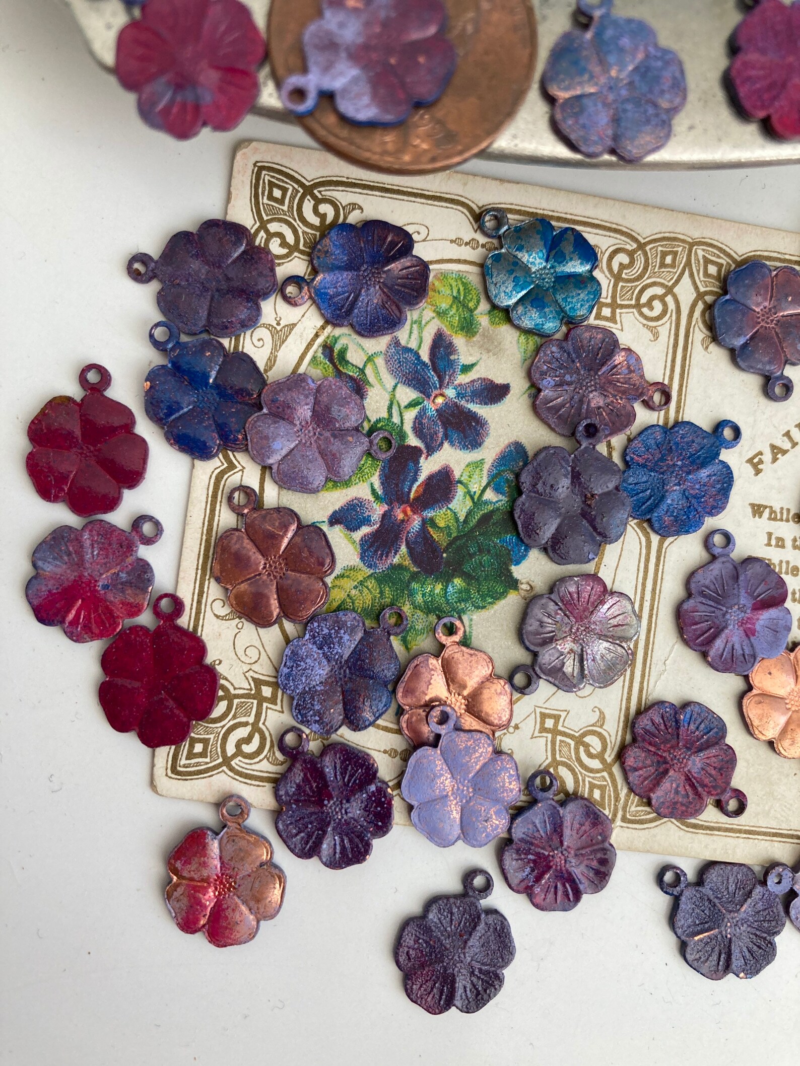 14 Violet Pansy Flowers Connectors Shabby Chic | Etsy