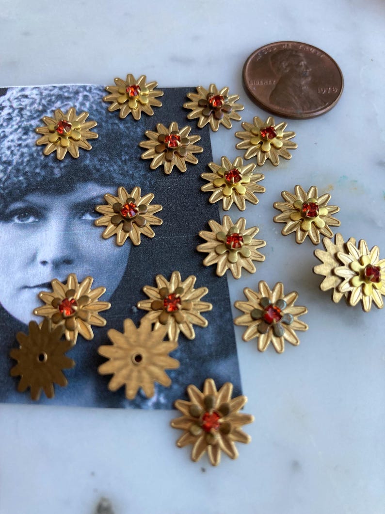 12 girasoles vintage de cristal Swarovski, 11 mm, color naranja ...