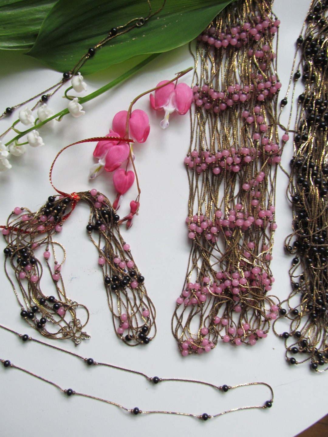 Four Vintage Japanese Chain Segments, Pink & Black - Etsy