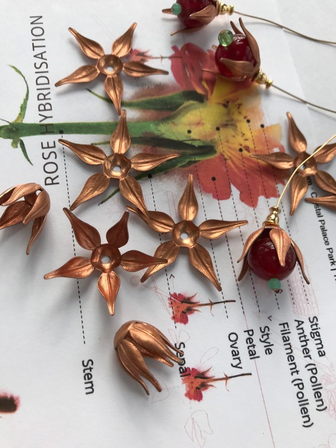 10 Vintage "sepal" Bead Ends - Etsy