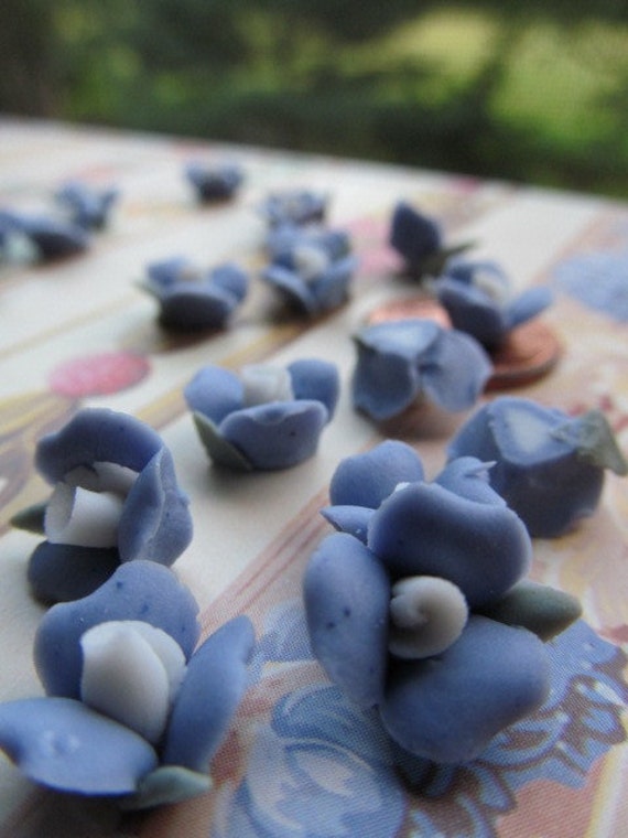 12 Vintage Violet Bisque China Flowers | Etsy