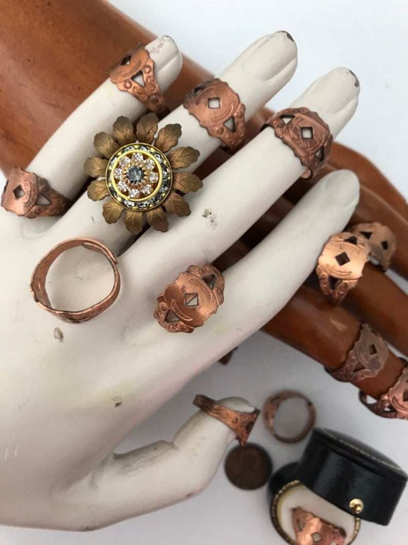 6 Vintage Adjustable Ring ...oldie but Goodie N. Something or - Etsy