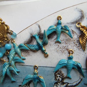 5 Small Bluebird Charms - Etsy