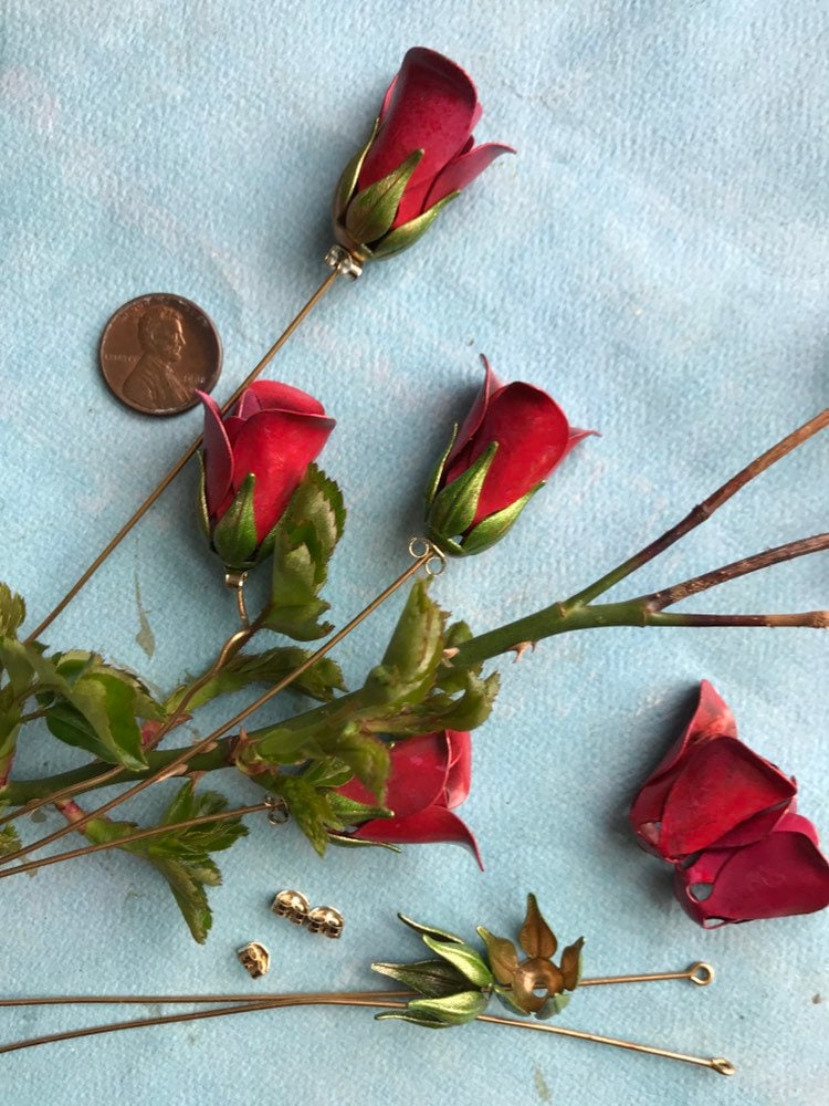 Vintage Copper Rose Flower Kit Red Red Rose - Etsy