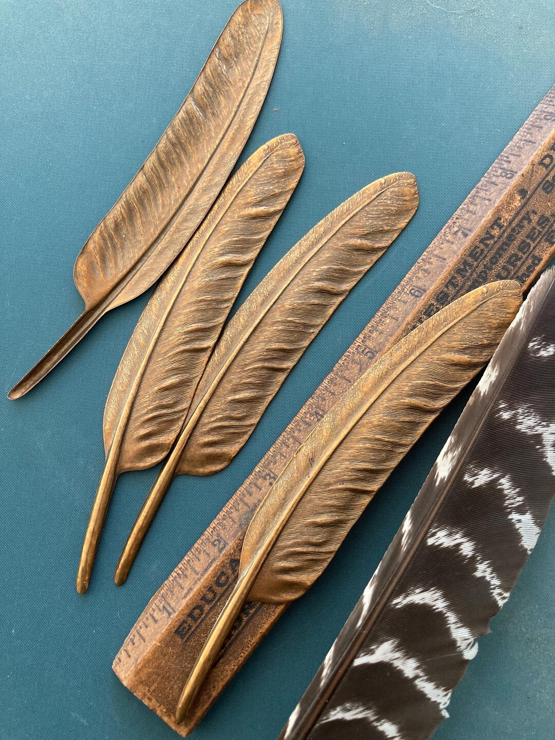1 Vintage Gorgeous Antique Brass 6 1/2 Inch Feathers-bird Lover Gift - Etsy