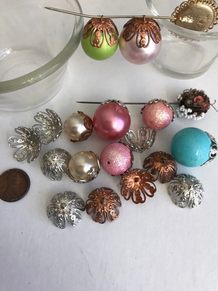 20 Vintage Hooped Bead Caps LARGE SIZE in Silver and Gold - Etsy