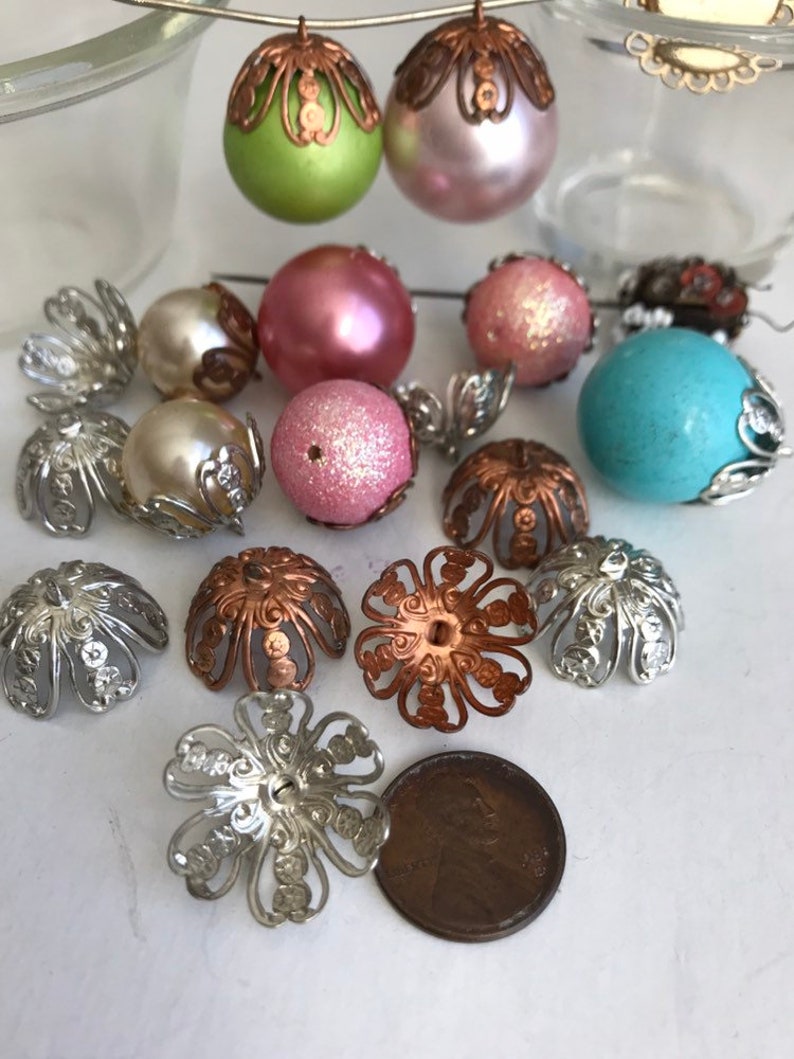 20 Vintage Hooped Bead Caps LARGE SIZE in Silver and Gold - Etsy