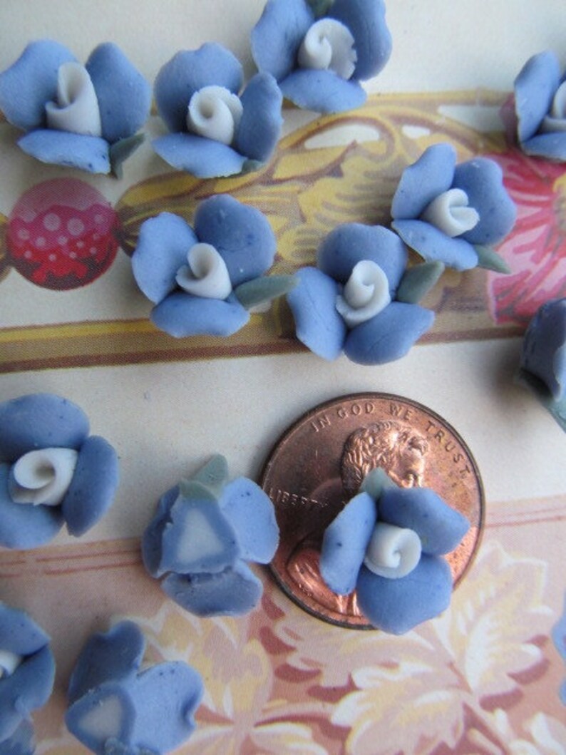 12 Vintage Violet Bisque China Flowers | Etsy