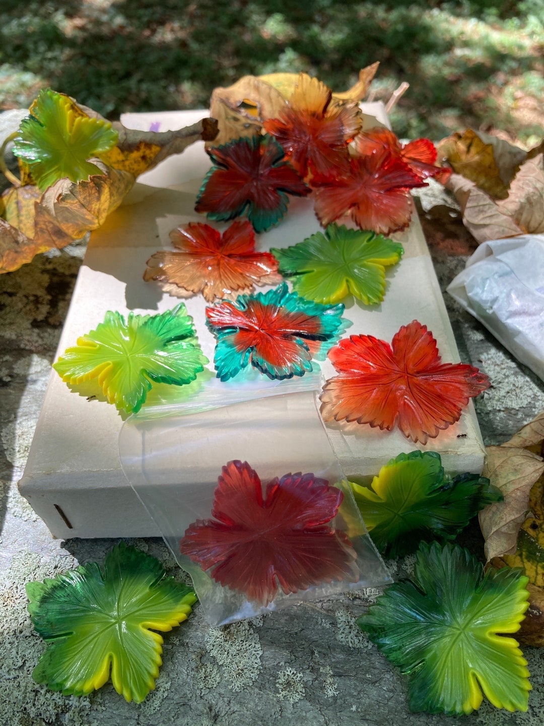 Vintage 1960’s West German Lucite Maple Leaves in New England Fall ...