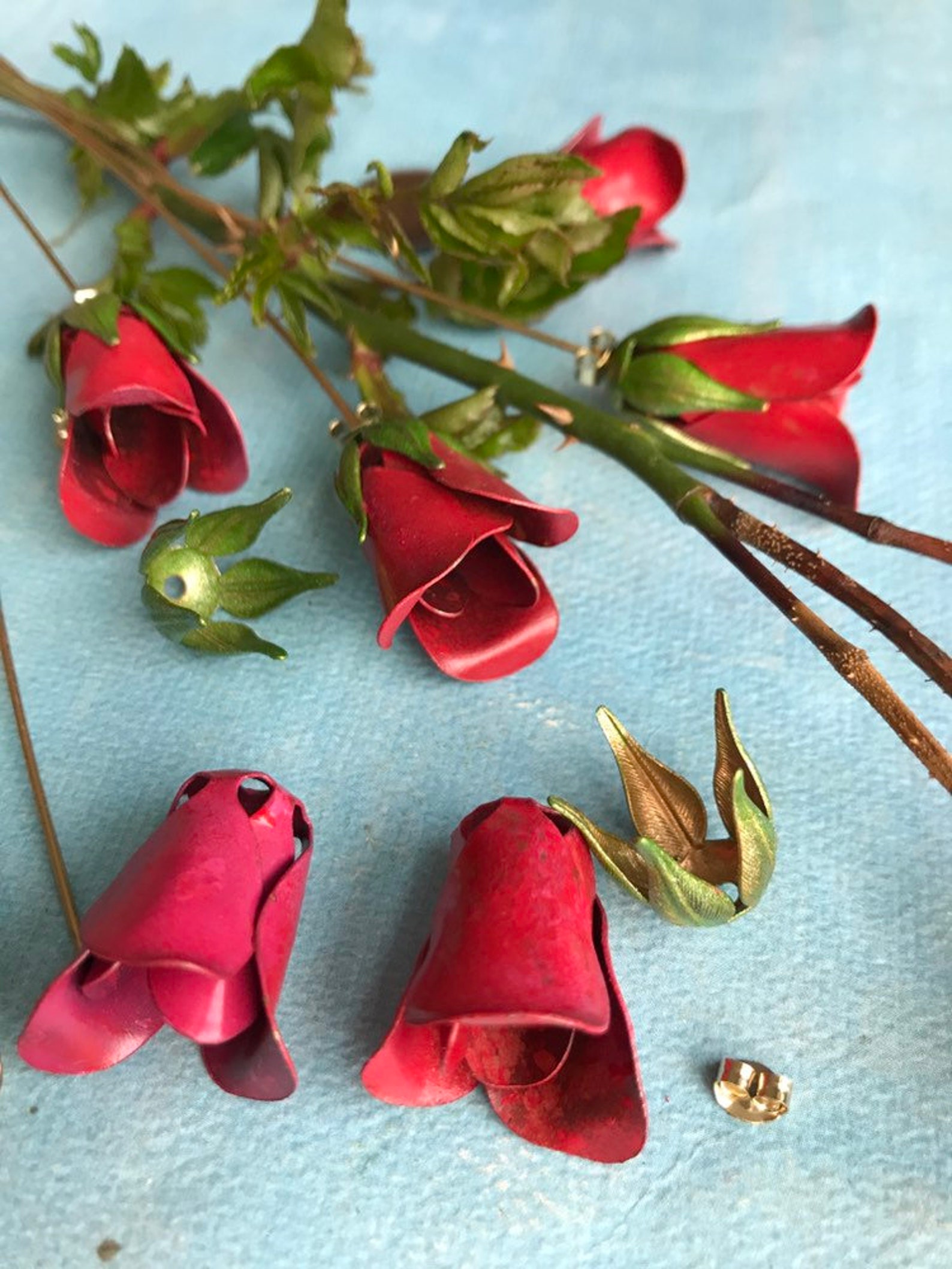 Vintage Copper Rose Flower Kit Red Red Rose | Etsy