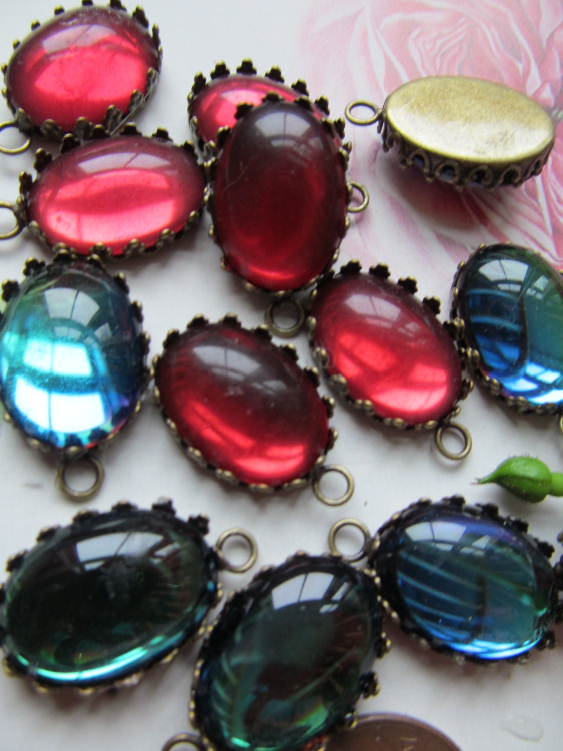 Juicy Vintage Cabochons in Setting With Hoops - Etsy
