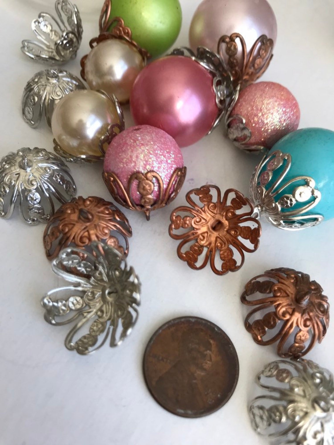20 Vintage Hooped Bead Caps LARGE SIZE in Silver and Gold - Etsy