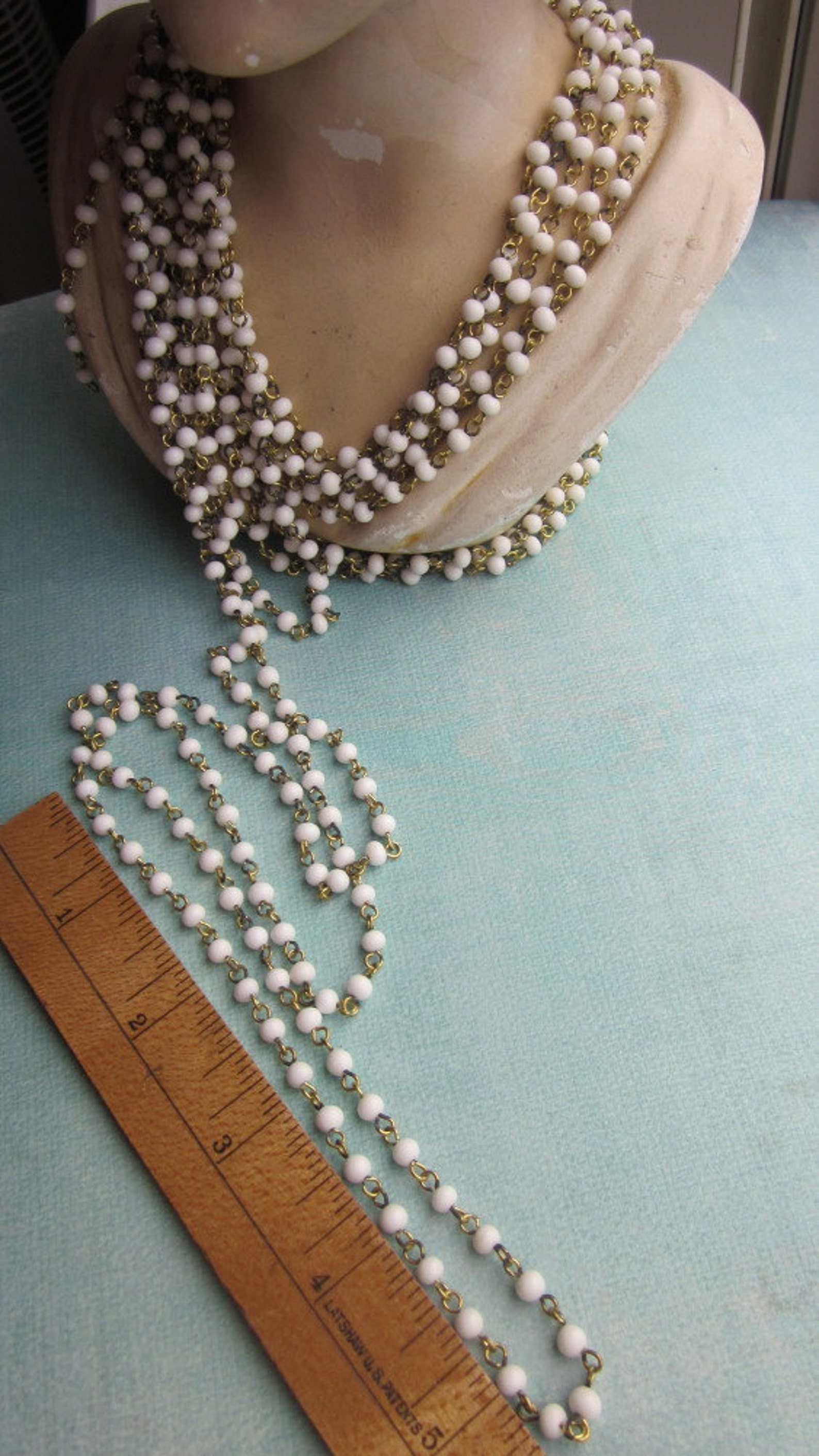 Vintage Delicate White Glass Chain - Etsy