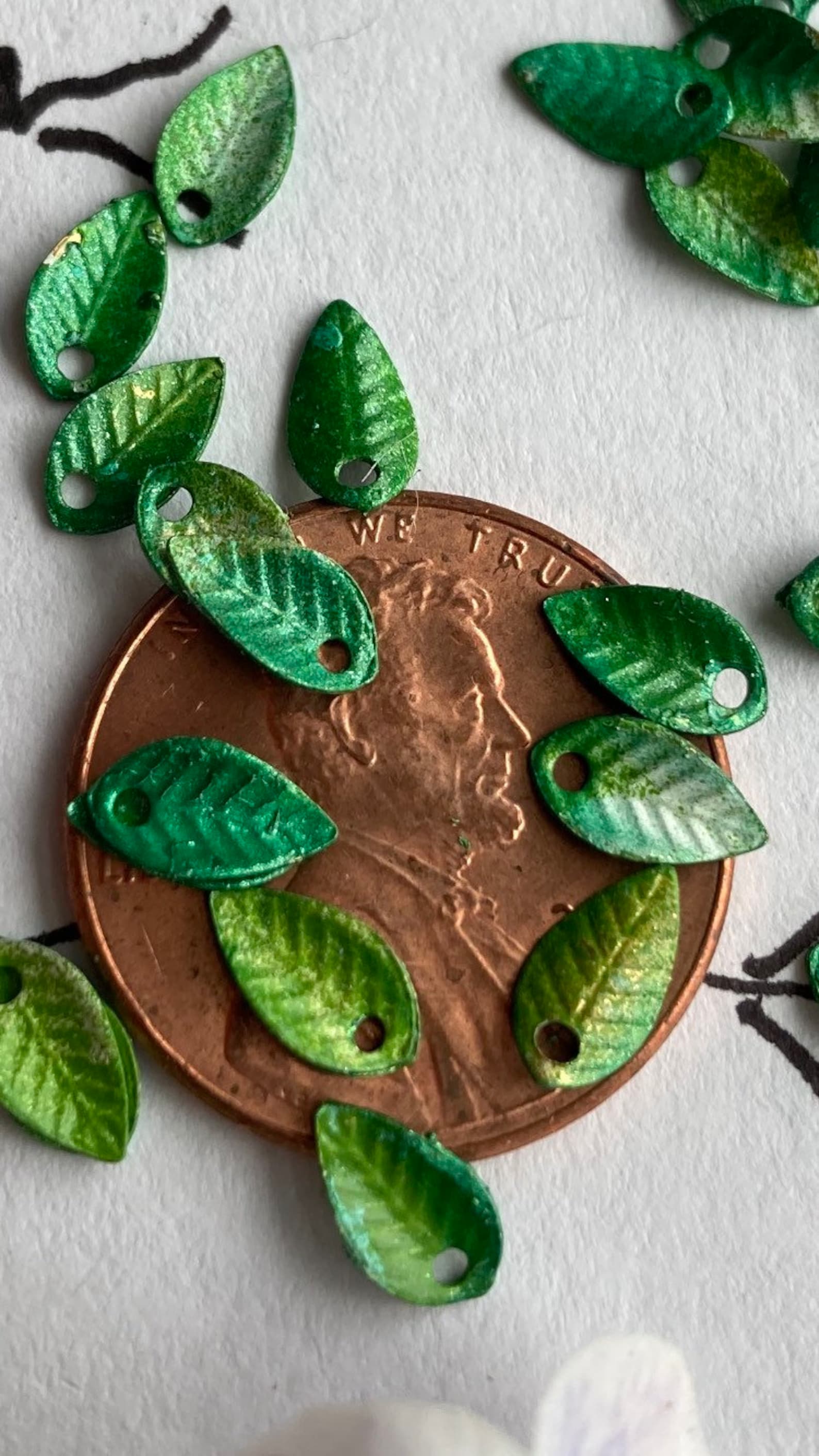 30 Itty Bitty Teeny Weenie Tiny Green Brass Leaves, 8x5mm...tiny, Tiny ...