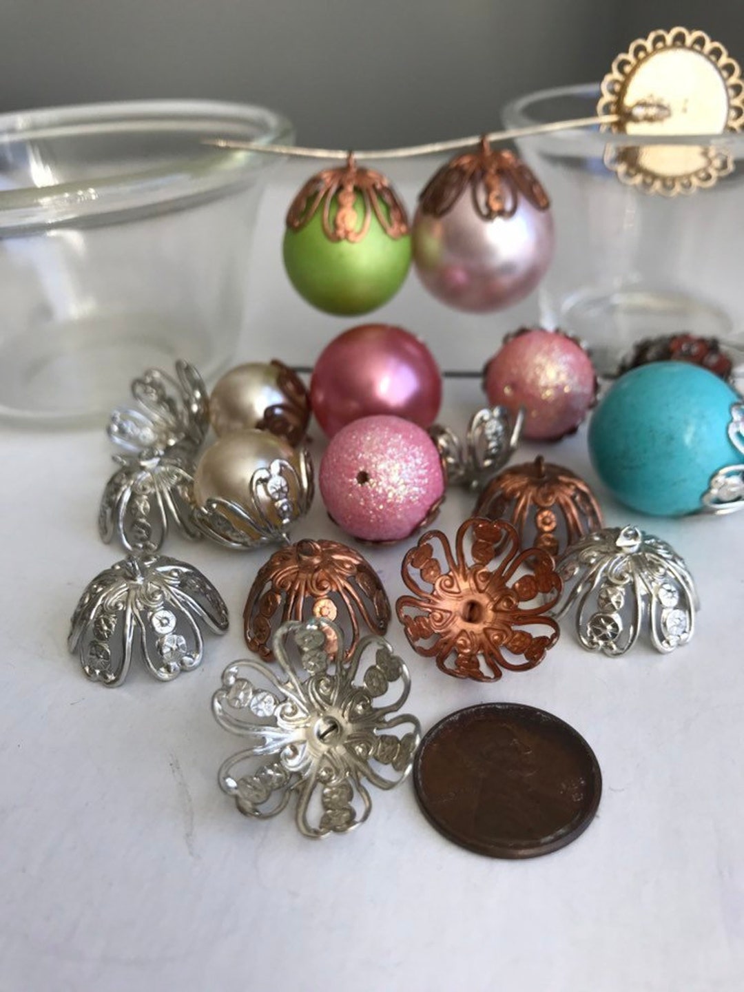 20 Vintage Hooped Bead Caps LARGE SIZE in Silver and Gold - Etsy