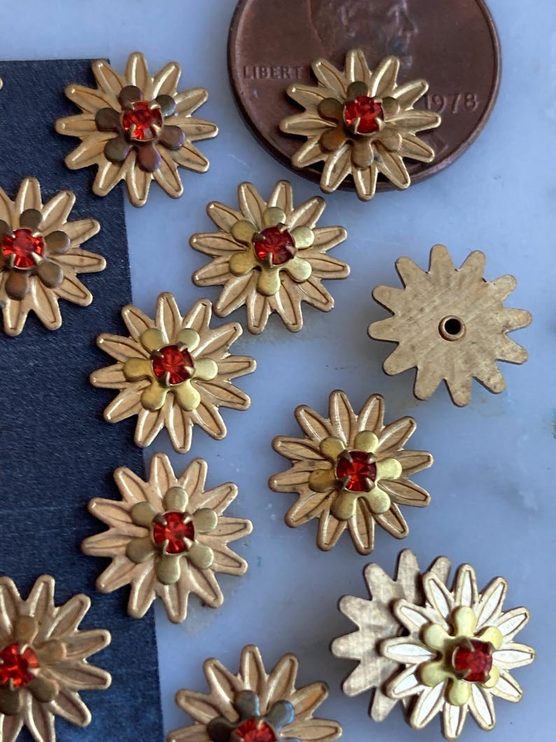 12 girasoles vintage de cristal Swarovski, 11 mm, color naranja ...