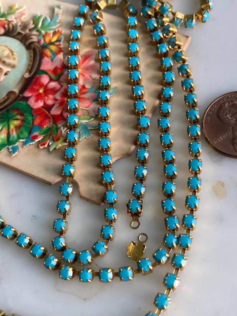 4mm Robins Egg Turquoise Rhinestone Chain, 18 Inches - Etsy