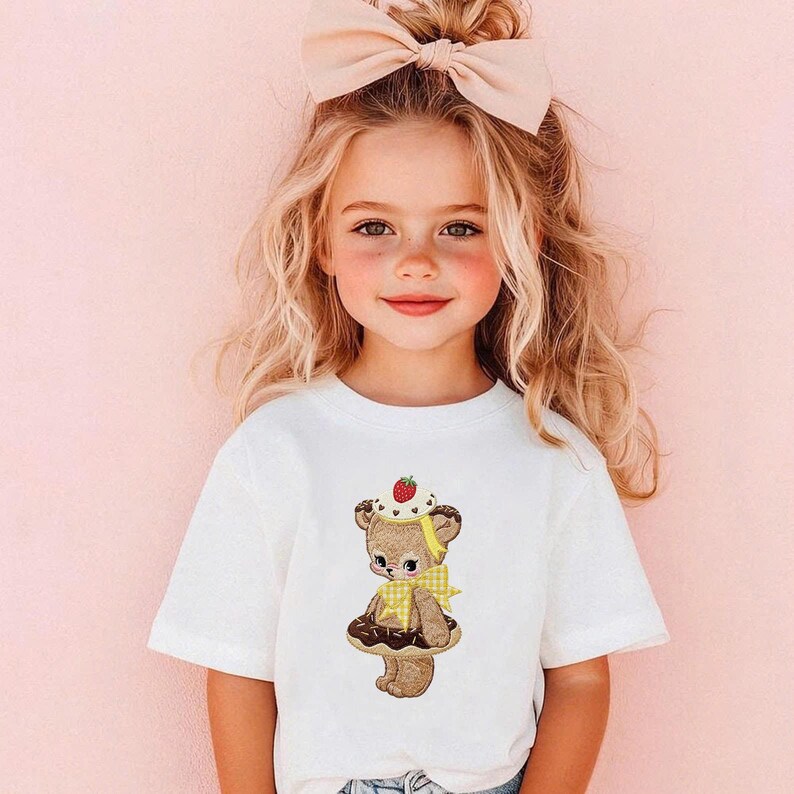 Cute Donut Teddy Bear Embroidery Design, Sweet Bear Embroidery File ...