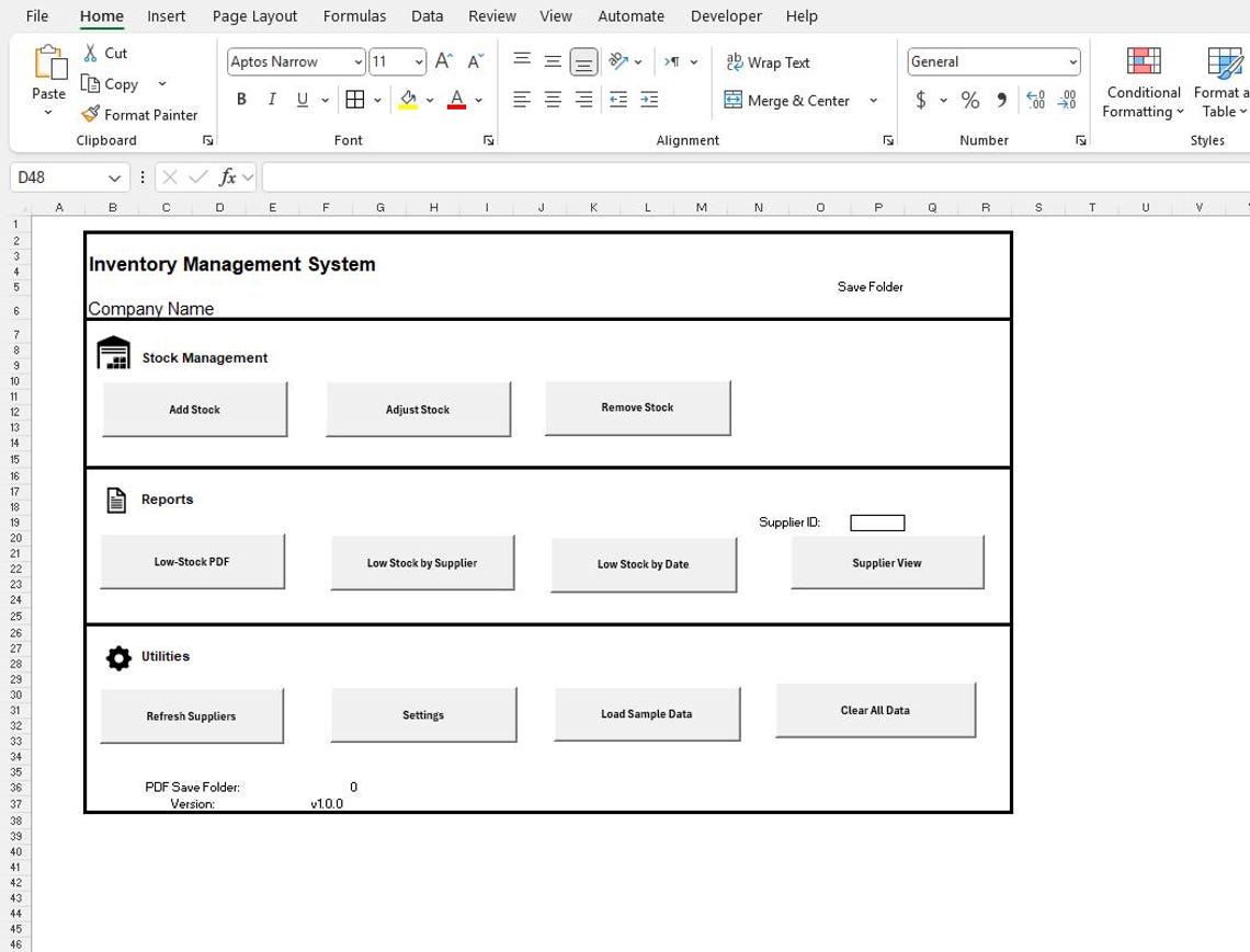 Inventory Management System | Excel Template for Stock, Reports & PDF ...