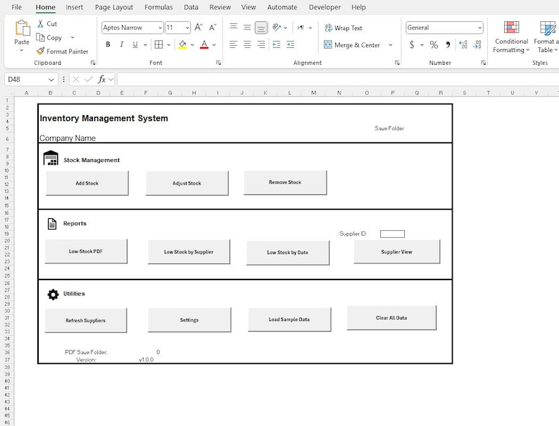 Inventory Management System | Excel Template for Stock, Reports & PDF Automation - Etsy