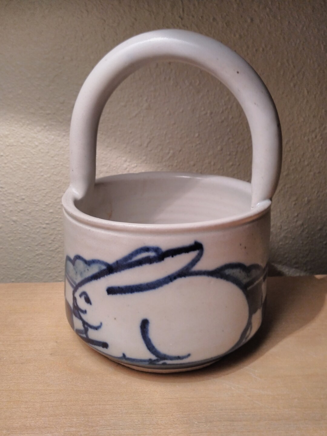 Vintage Debbie Dean Rabbit Basket, Checkered White and Blue - Etsy