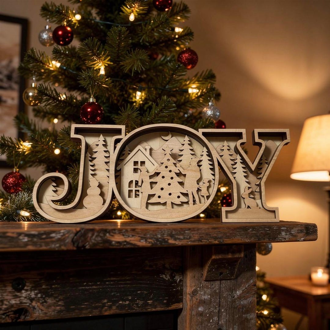 Christmas Joy Wooden Sign – 3D Winter Scene, Holiday Decor - Etsy