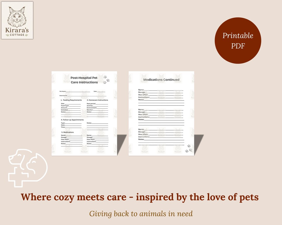Editable Post-hospital Pet Care Instructions | Canva Template for ...